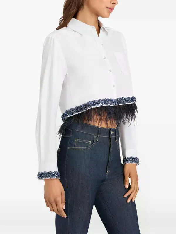 Cinq À Sept Sylvan Feather-trim Shirt - White