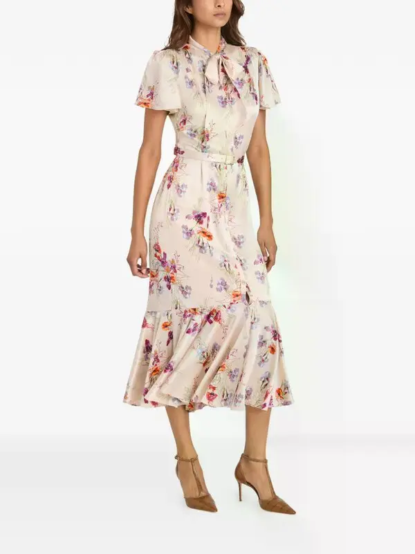 Cinq À Sept Iris Bouquet Willow Midi Dress - Neutrals