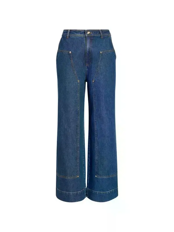 Cinq À Sept Ryker Paneled Wide Leg Jeans - Blue