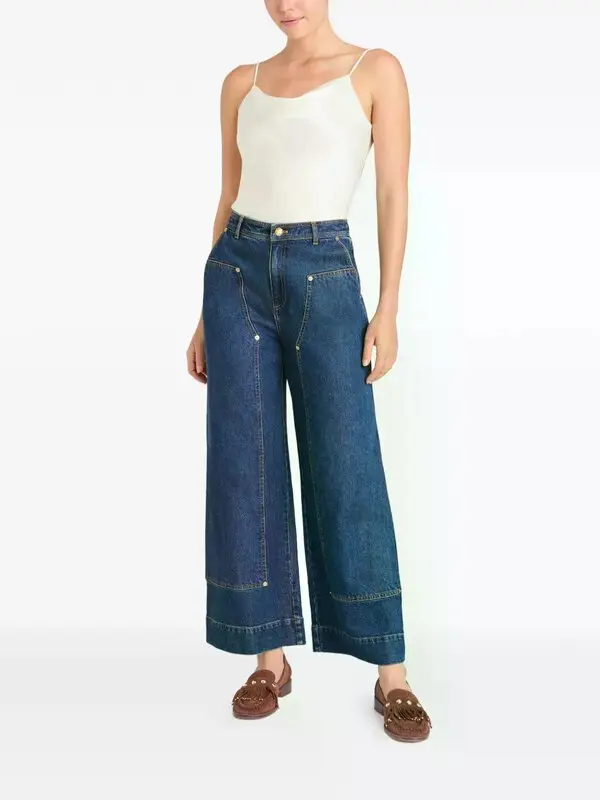 Cinq À Sept Ryker Paneled Wide Leg Jeans - Blue
