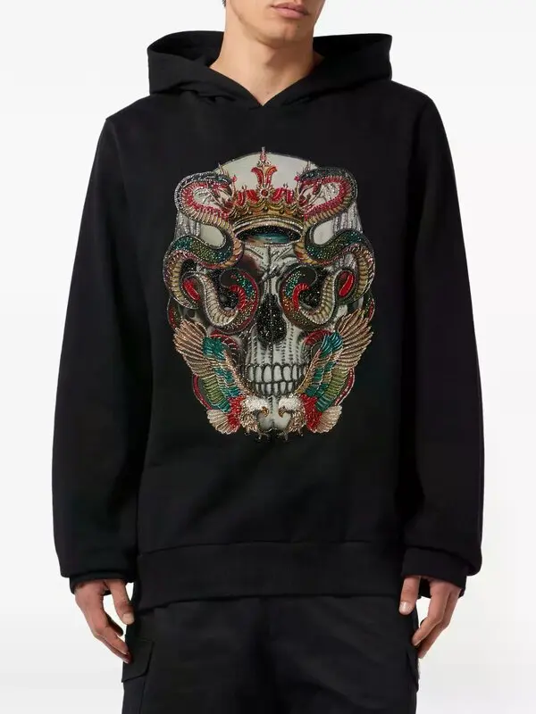 Philipp Plein Rhinestone Skull Hoodie
