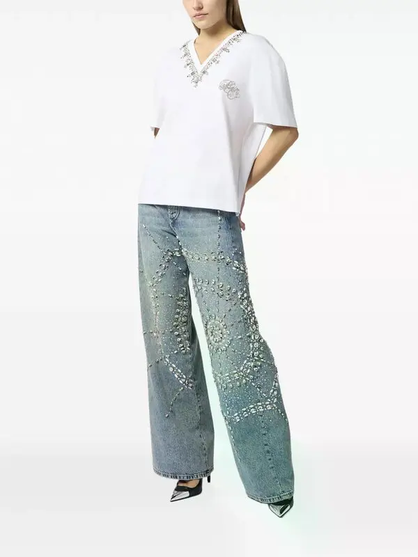 Philipp Plein Embroidered V-neck T-shirt