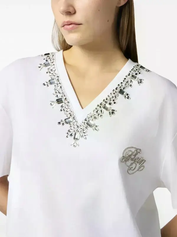 Philipp Plein Embroidered V-neck T-shirt