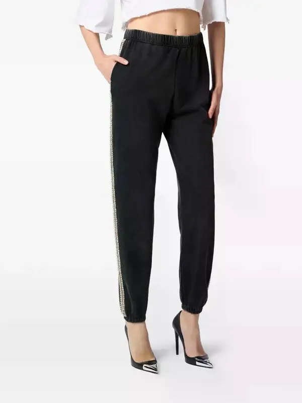 Philipp Plein Strass Embellished Cotton Joggers - Black