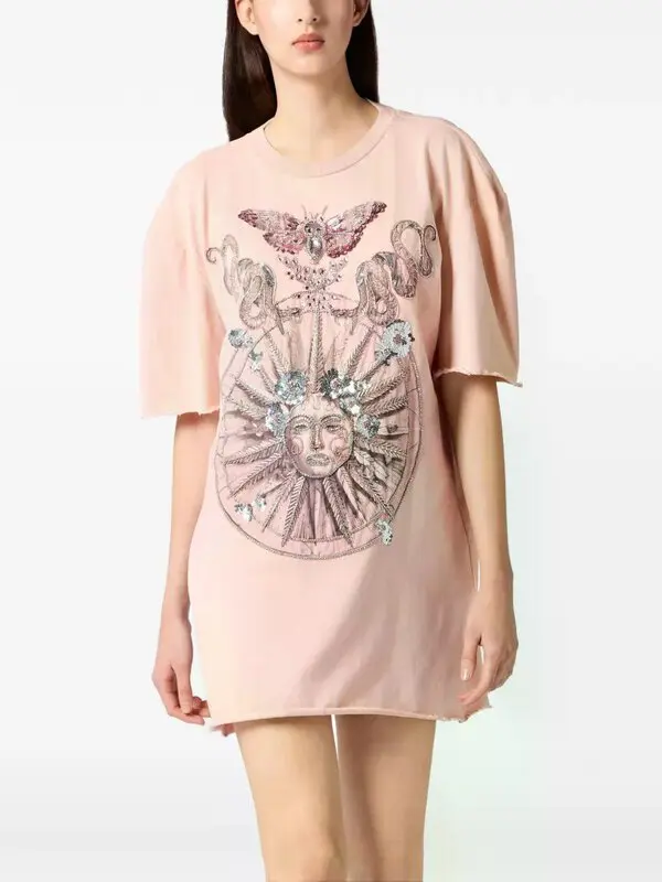 Philipp Plein Mini Butterfly-motif Tattoo Dress - Pink