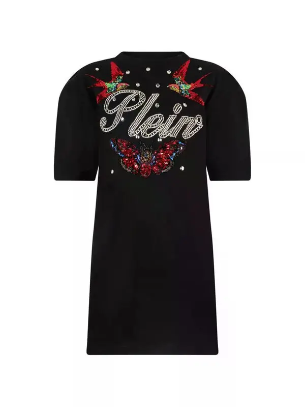 Philipp Plein Embellished Open-back Mini Dress - Black