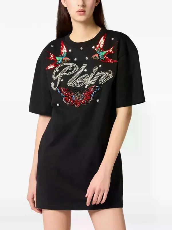 Philipp Plein Embellished Open-back Mini Dress