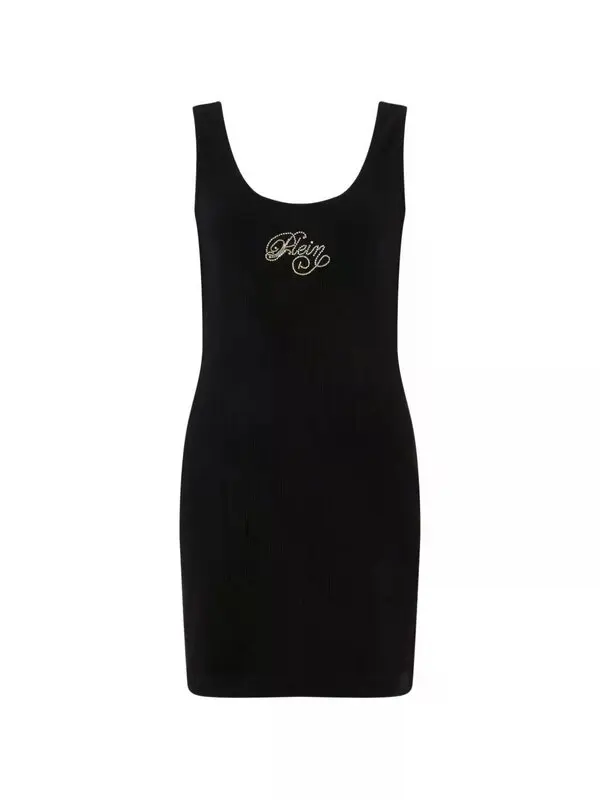 Philipp Plein Logo-strass Mini Dress - Black