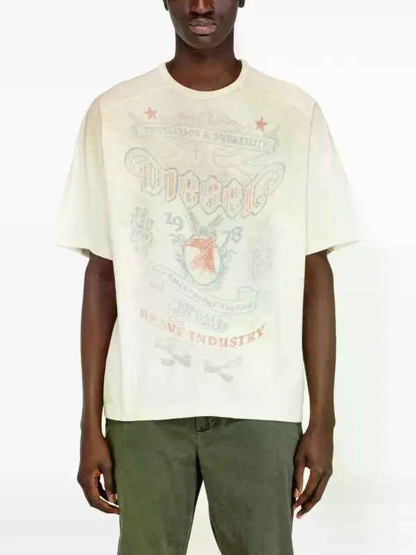 DIESEL® T-shirt With Crest Graphic - Neutrals