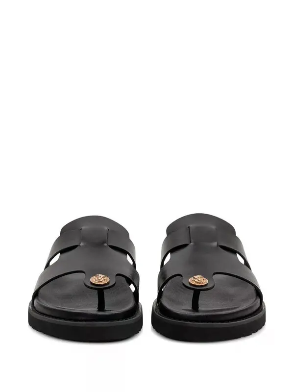 Versace Leather T-strap Sandals