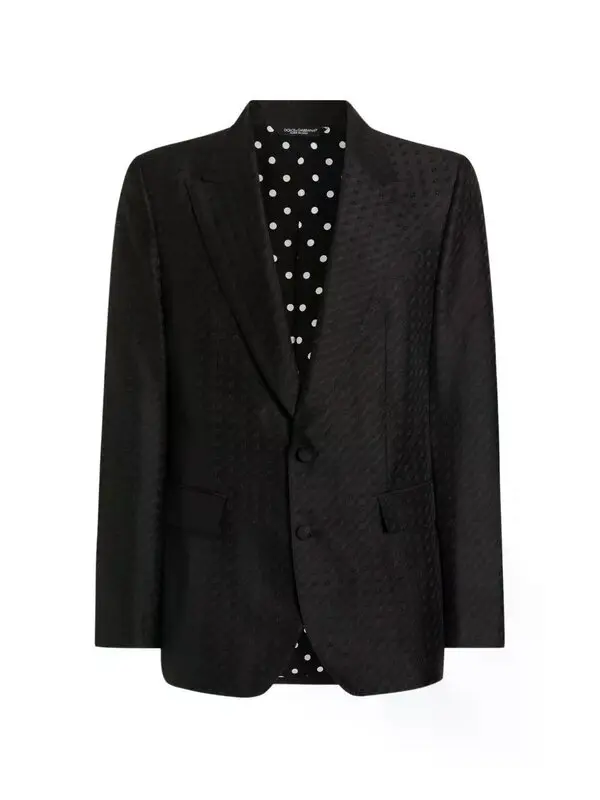 Dolce & Gabbana Single-breasted Sicilia Light Jacket With Micro Pattern Jacquard - Black