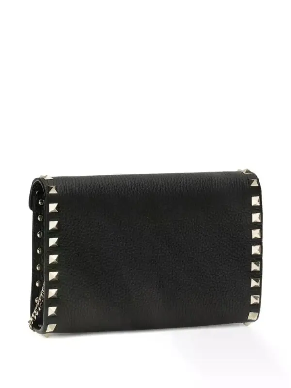 Valentino Garavani Small Rockstud Leather Chain Wallet - Black