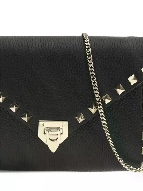 Valentino Garavani Small Rockstud Leather Chain Wallet - Black