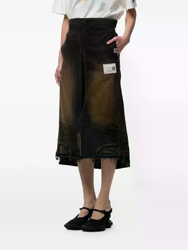 Mihara Yasuhiro Reversed Denim A-line Skirt