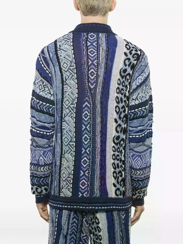 LANEUS Patterned Polo Cardigan