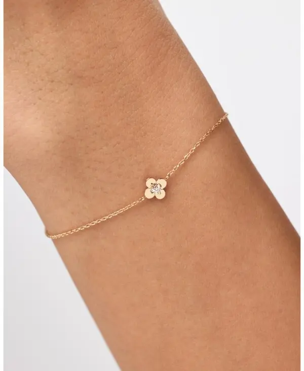 ANA LUISA Solid Yellow Gold Flower Bracelet - Gold/diamond