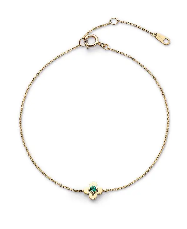 ANA LUISA Solid Yellow Gold Flower Bracelet - Gold/emerald