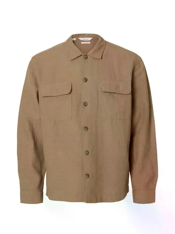 SELECTED Flap-pocket Buttoned Overshirt - Brown