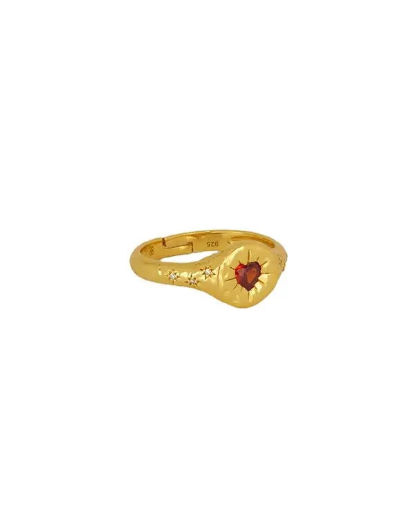 OTTOMAN HANDS Garnet Heart Ring - Gold