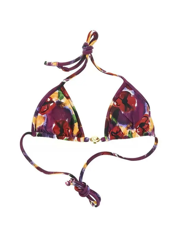 REINA OLGA Floral-print Bikini Top - Purple