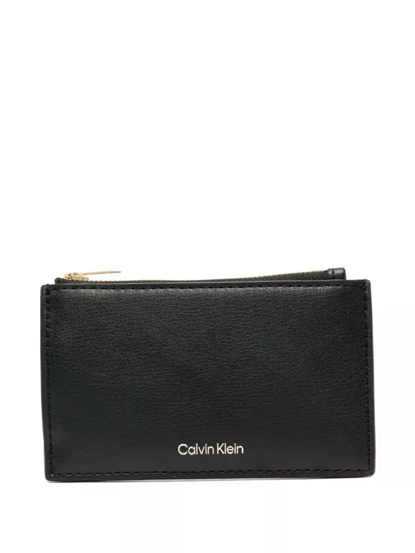 Calvin Klein Foil-logo Top-zip Card Holder - Black
