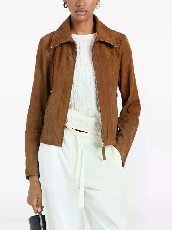 Proenza Schouler White Label Crinkled Tarin Zip Jacket - Brown
