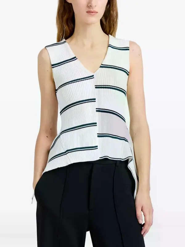 Proenza Schouler Eugenie Striped Ribbed Knit Top - White