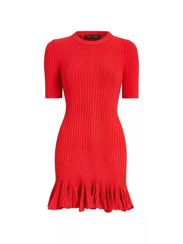 Proenza Schouler Leandra Ribbed Mini Dress - Red