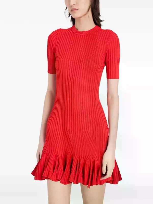 Proenza Schouler Leandra Ribbed Mini Dress - Red