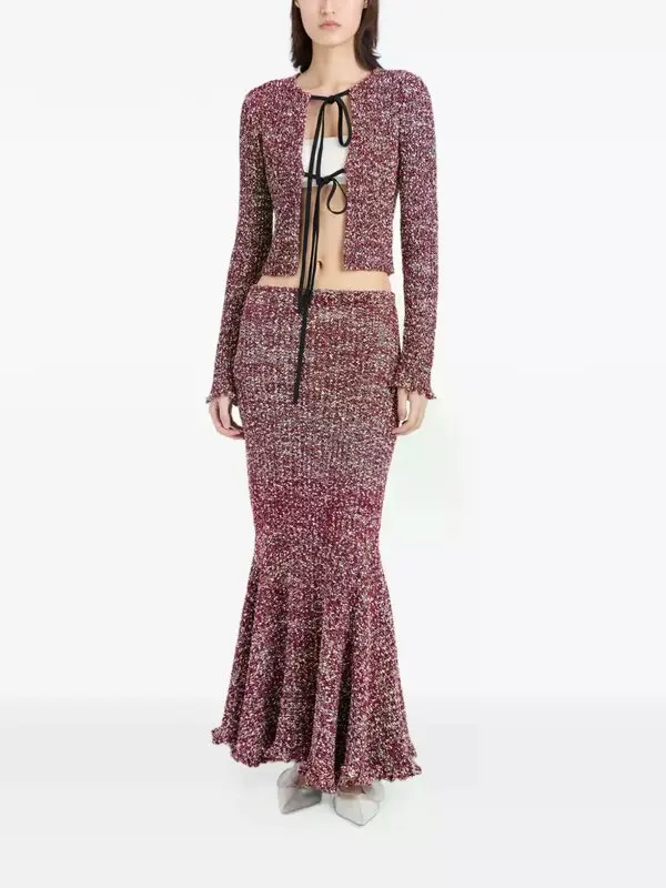 Proenza Schouler Colette Ruffled Tie Cardigan - Red