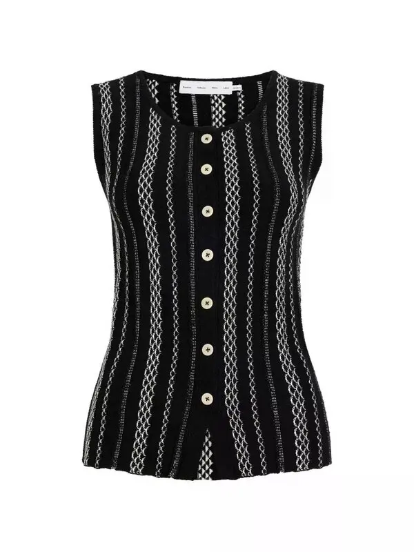 Proenza Schouler White Label Alyna Textured Knit Vest - Black