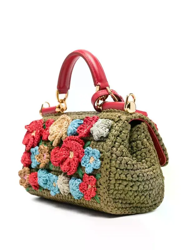 Dolce & Gabbana My Sicily Raffia Crochet Tote Bag - Green