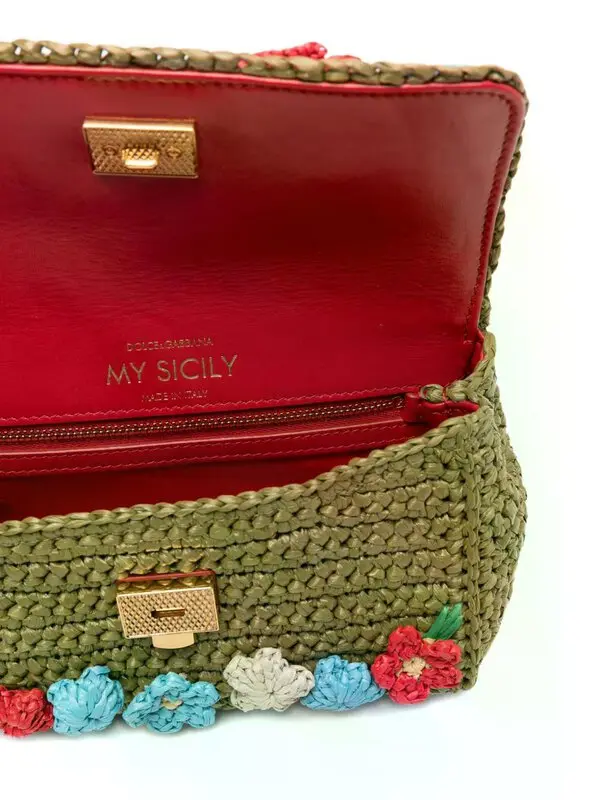 Dolce & Gabbana My Sicily Raffia Crochet Tote Bag - Green