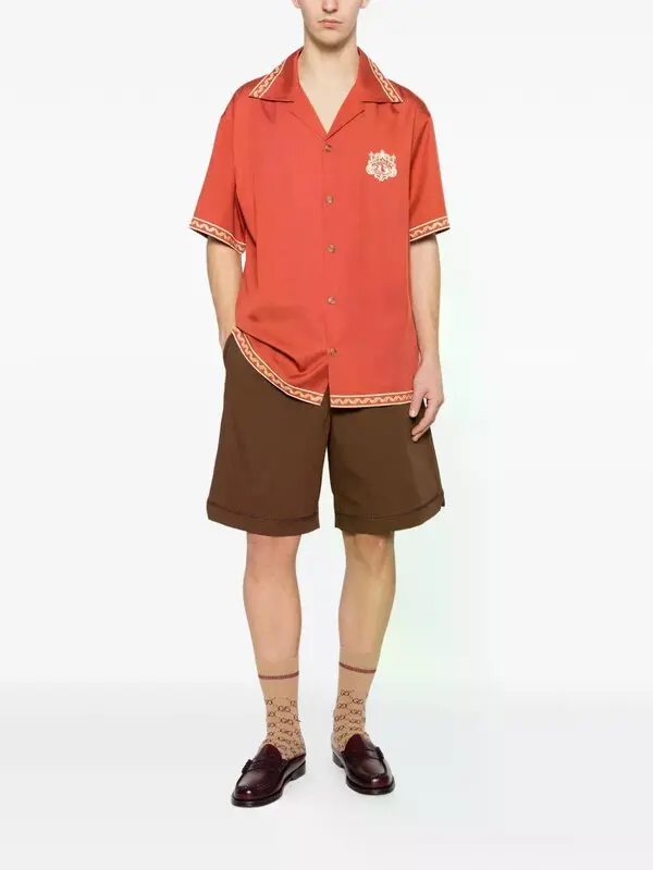 Drole De Monsieur Brodée Danseurs Zigzag-trim Shirt - Orange