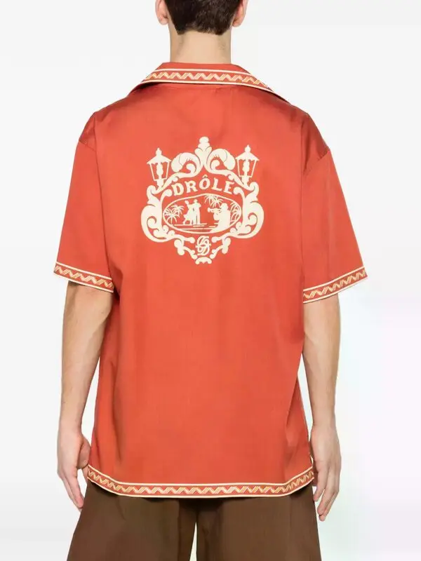 Drole De Monsieur Brodée Danseurs Zigzag-trim Shirt - Orange