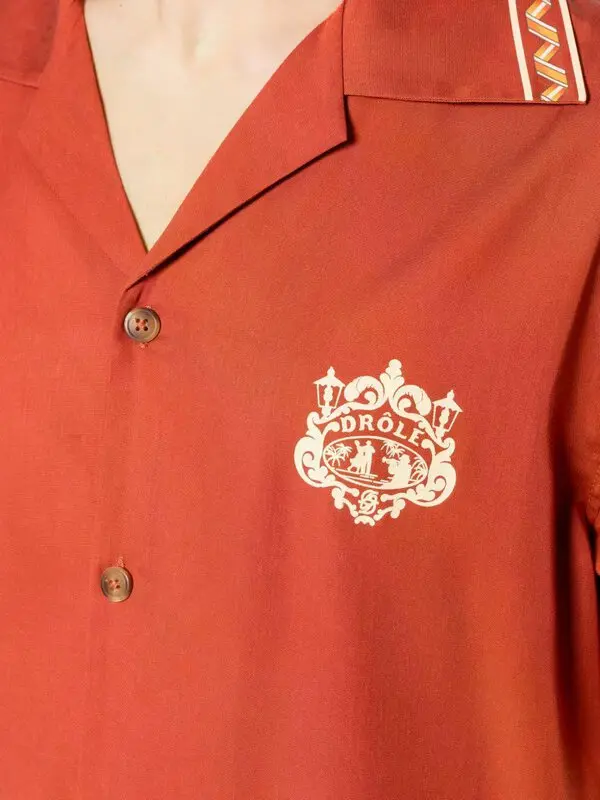 Drole De Monsieur Brodée Danseurs Zigzag-trim Shirt - Orange