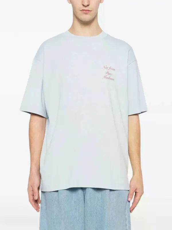 Drole De Monsieur Calligraphy Slogan T-shirt - Blue