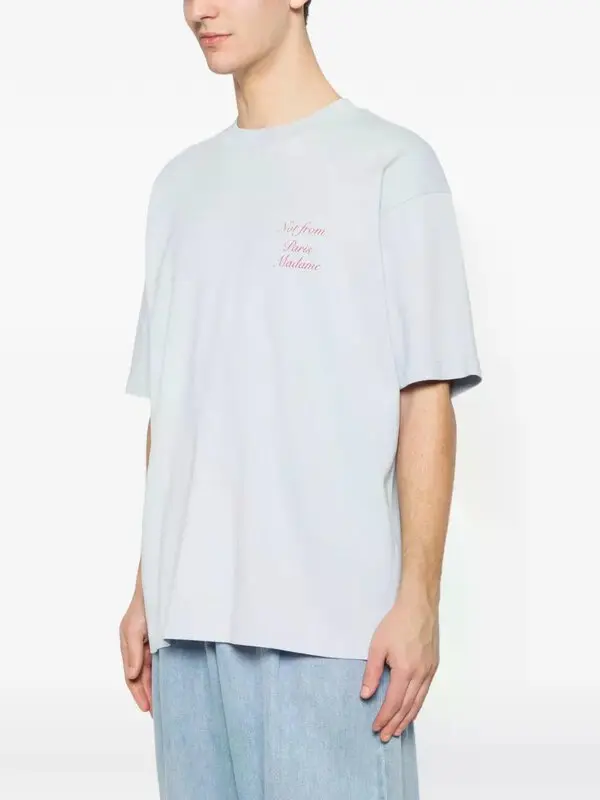 Drole De Monsieur Calligraphy Slogan T-shirt - Blue