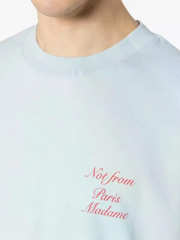 Drole De Monsieur Calligraphy Slogan T-shirt - Blue