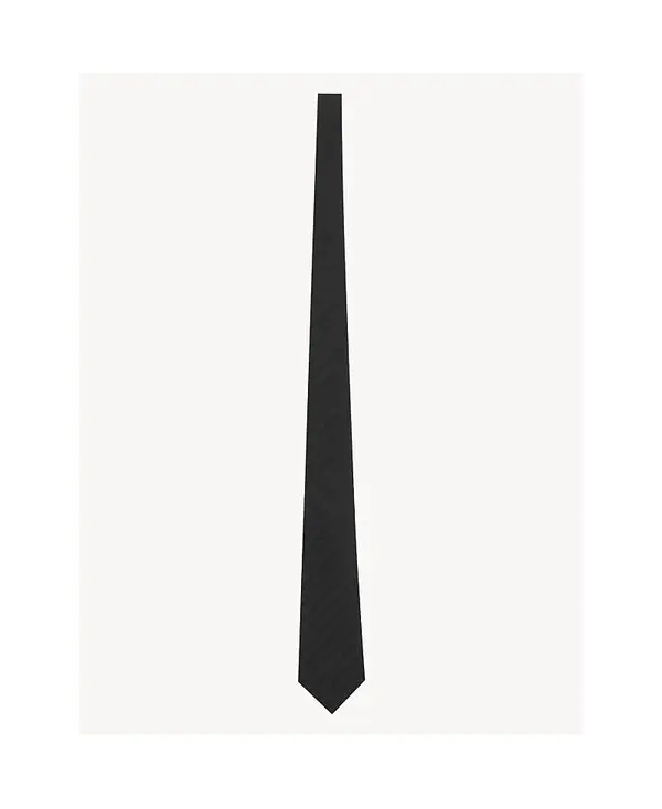 Saint Laurent Striped Wide Tie - Black