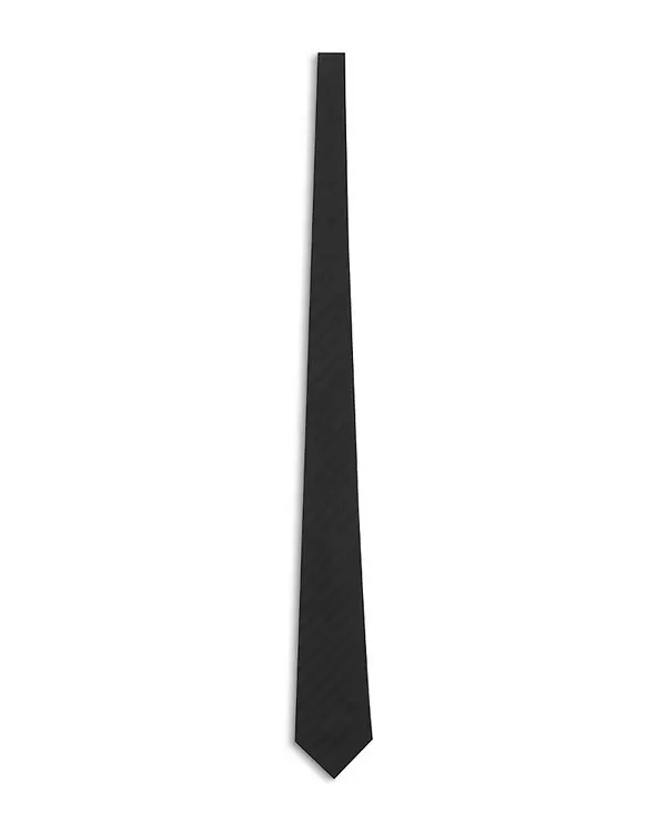 Saint Laurent Striped Wide Tie - Black