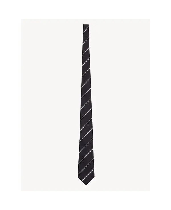 Saint Laurent Striped Wide Tie - Black/light Brown And Off White