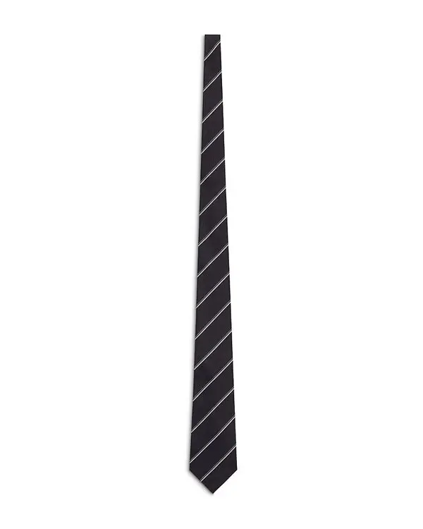 Saint Laurent Striped Wide Tie - Black/light Brown And Off White