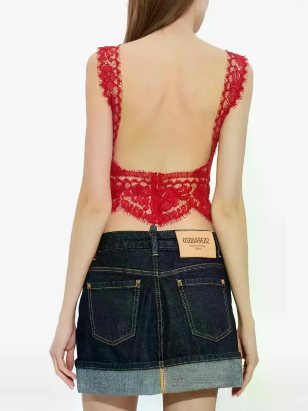 Dsquared2 Embroidered Crop Top - Red