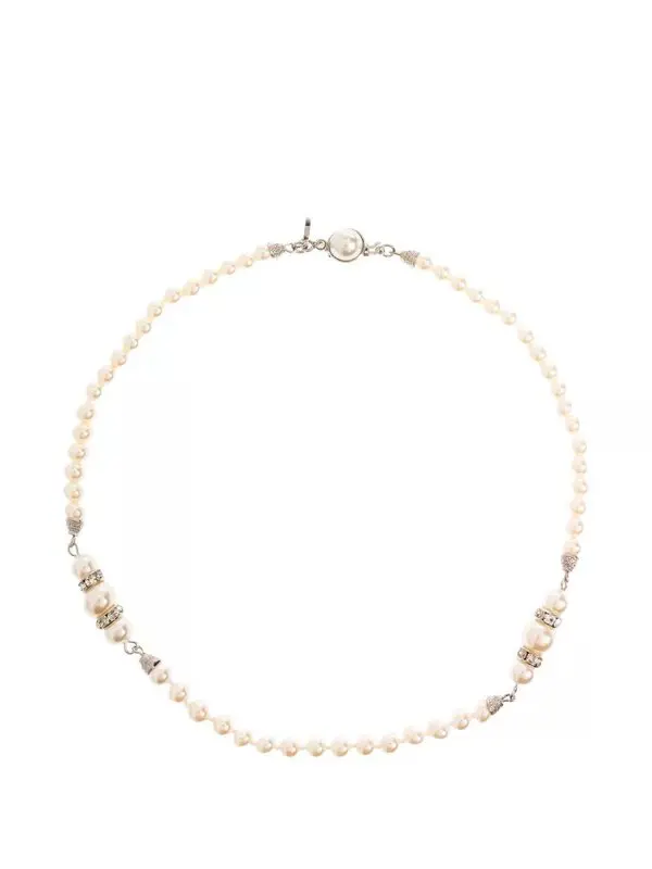 Alessandra Rich Pearl Beaded Necklace - Silver