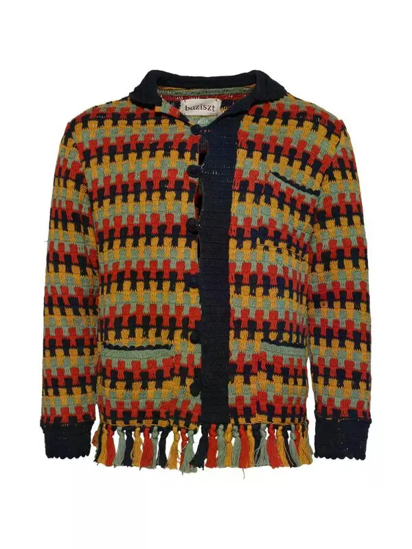 BAZISZT Collared Tassel-trimmed Cardigan