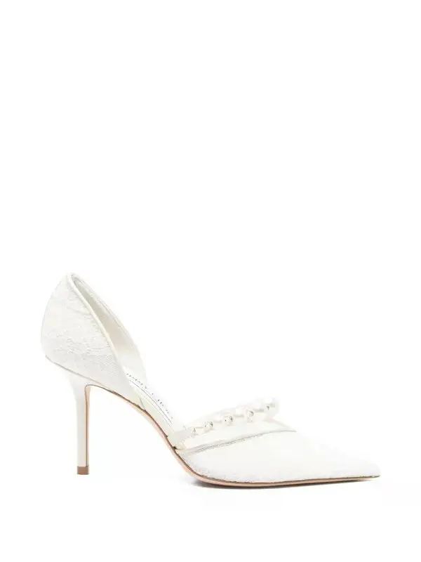 JIMMY CHOO Aurelie Pearl-lace Pumps - White