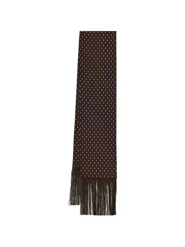 FERRAGAMO Micro Gancini Print Silk Scarf - Brown