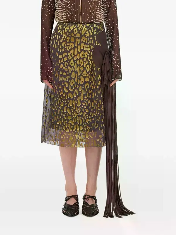 FERRAGAMO Skirt With Floral Detail - Brown