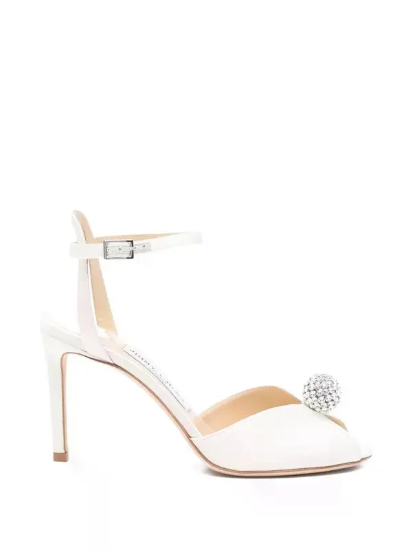 JIMMY CHOO Sacora Embellishment Strap Sandals - White